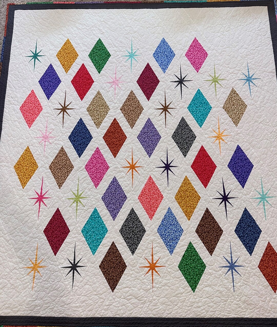 New Modern Pieced Quilt in Multi-colored Pastel Fabrics on a White ...