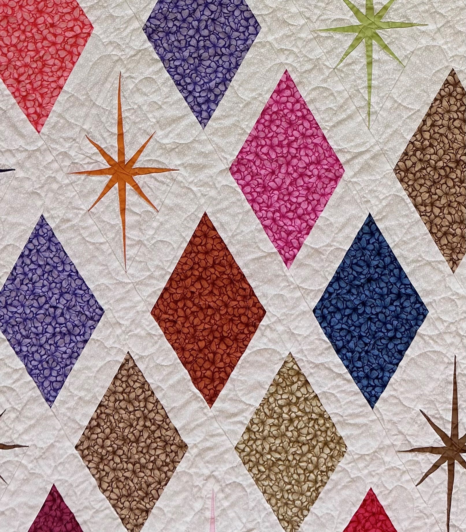 New Modern Pieced Quilt in Multi-colored Pastel Fabrics on a White ...