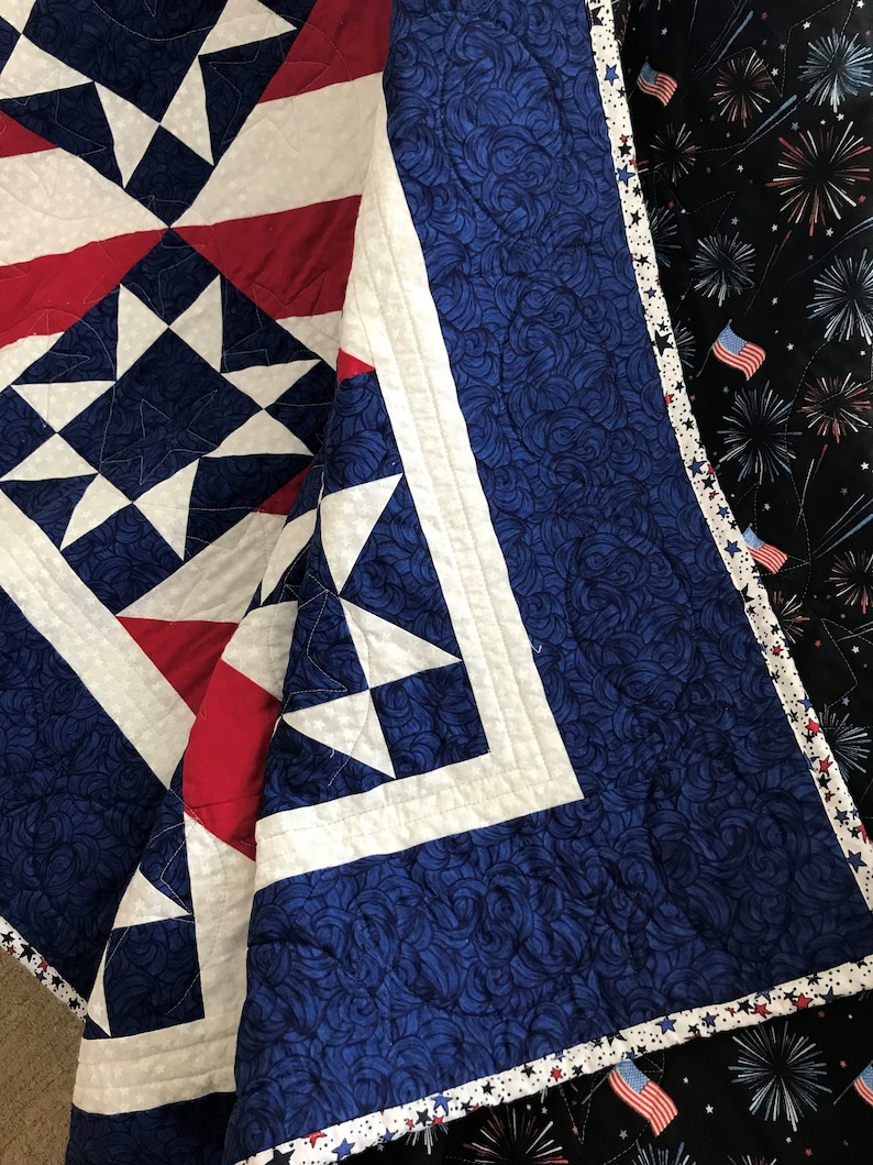 Stunning Red White and Blue Handmade Quilt 66 X 52 Can Be - Etsy