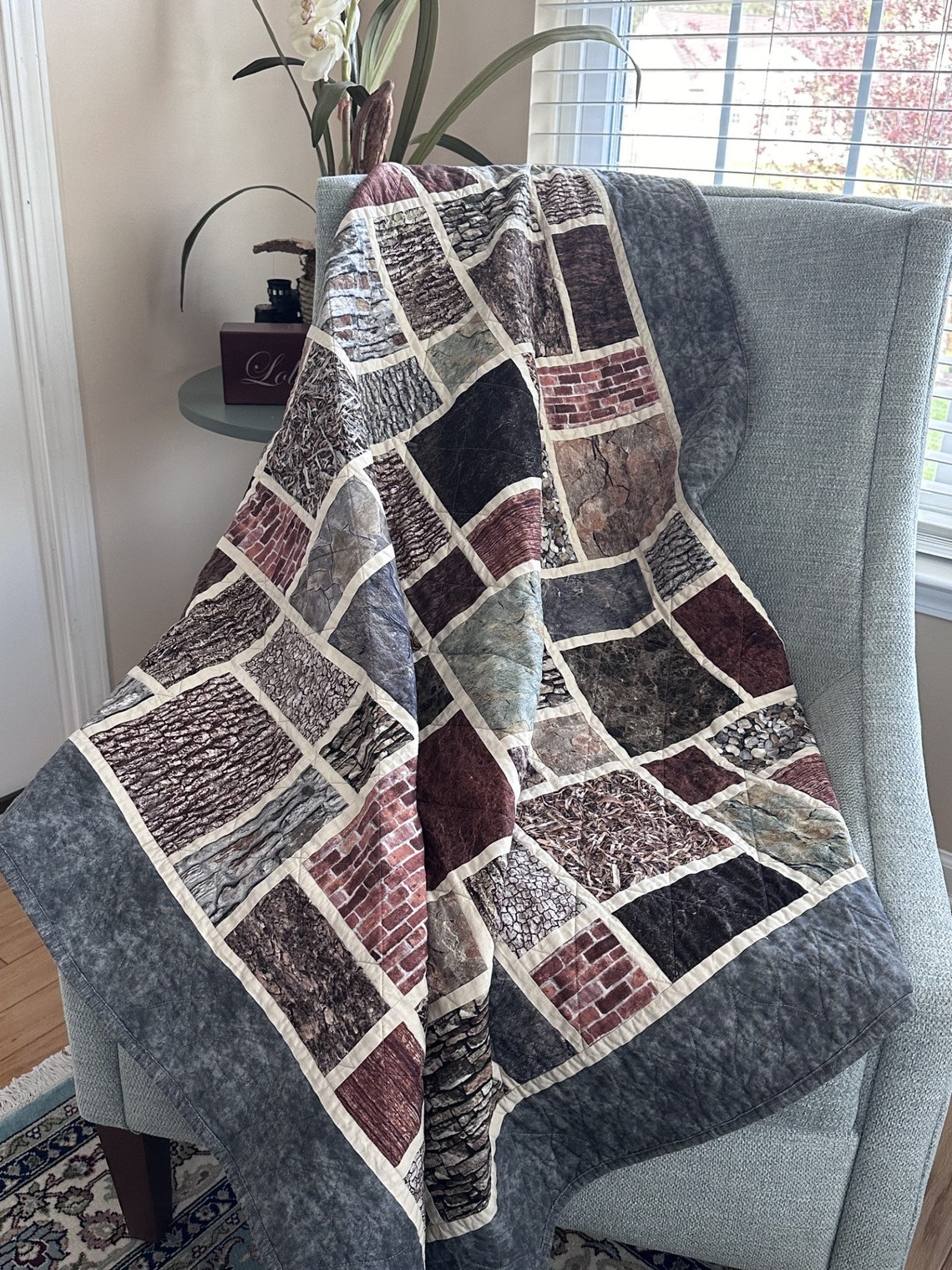 Handmade Quilt Fathers' Day Gift 100% Cotton Throw Perfect Guy Quilt ...
