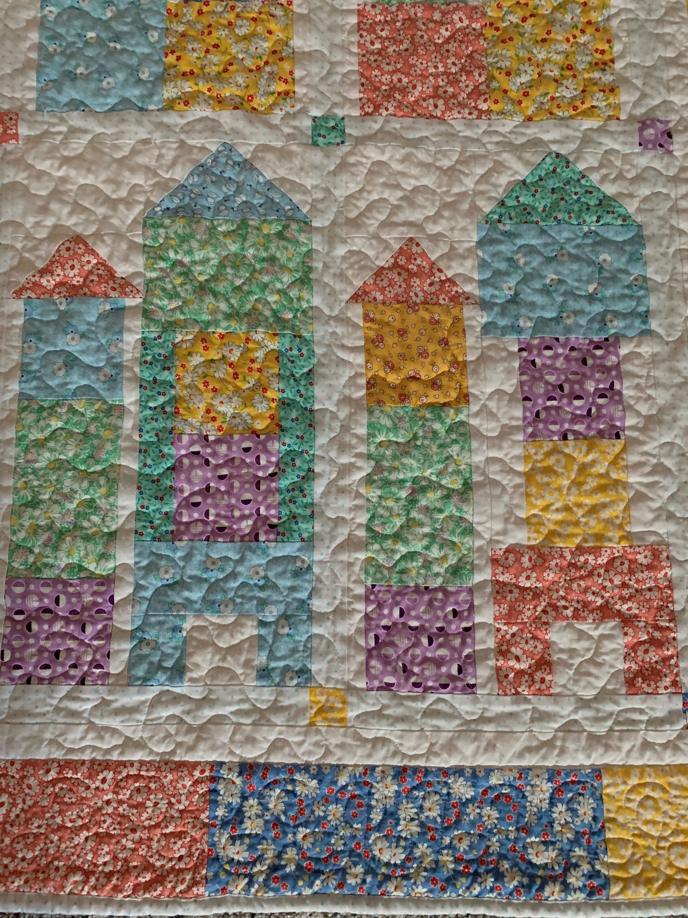 Childrens Colorful Castle Themed Quilted Throw - Etsy