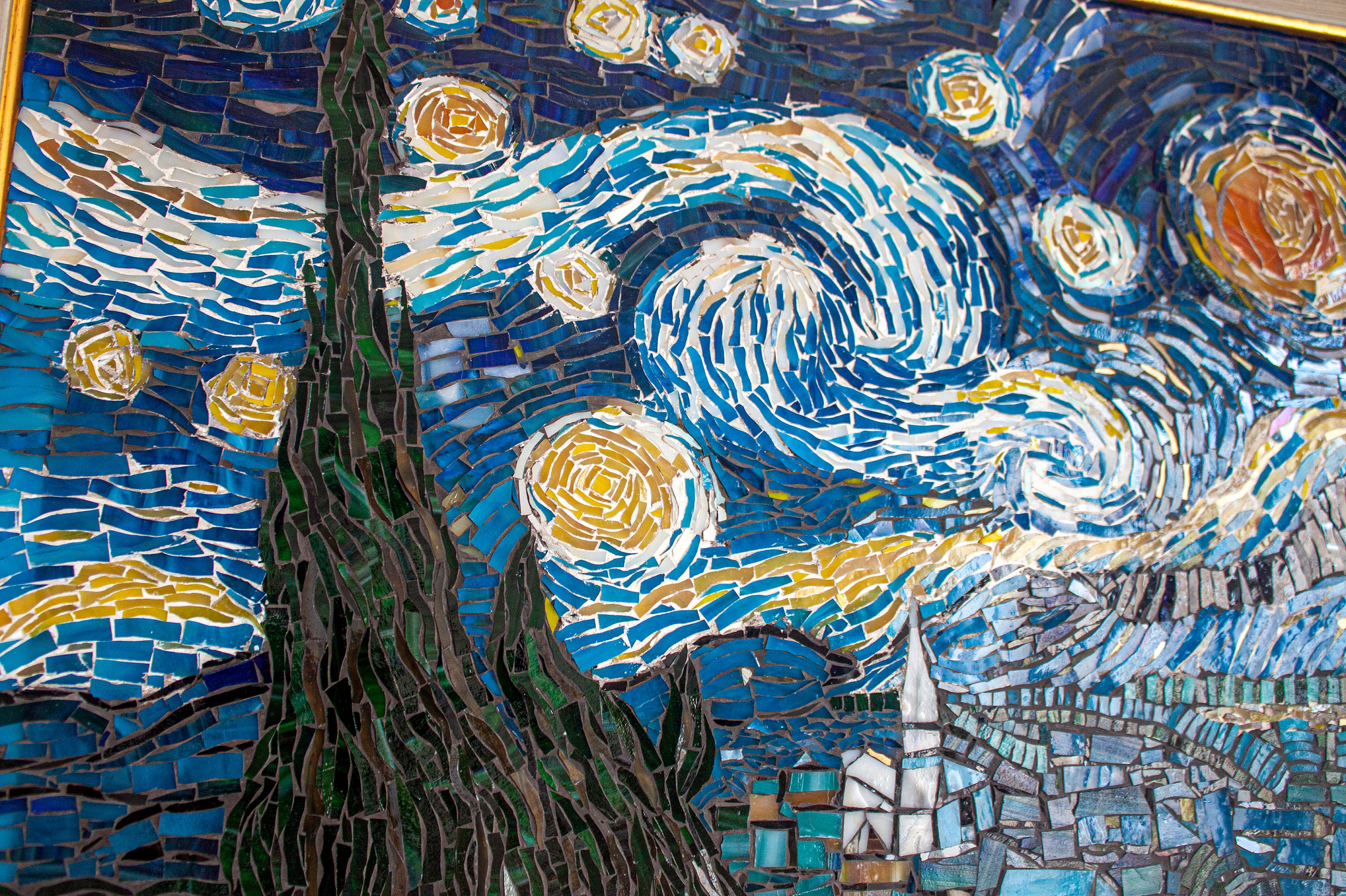 Van Gogh the Starry Night Custom Handmade Glass Mosaic Wall Art - Etsy