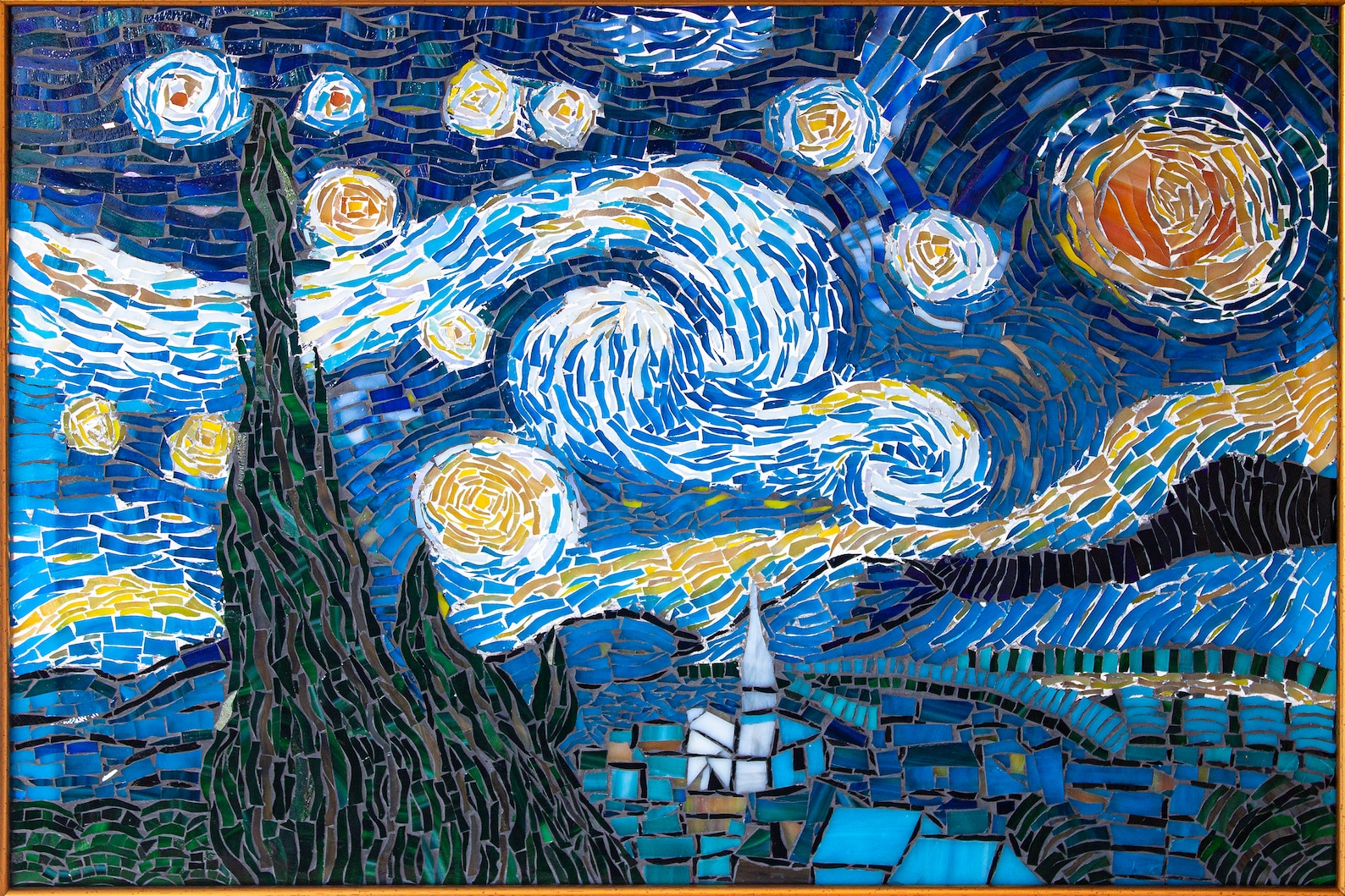 Van Gogh the Starry Night Custom Handmade Glass Mosaic Wall Art - Etsy