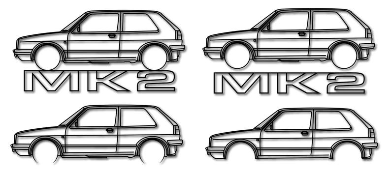 Auto Outlines - VW Golf GTI MK2 Digital File, Download Svg, Illustrator ...