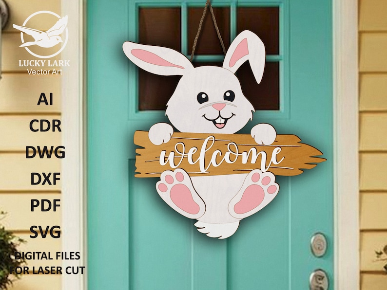 Easter Bunny Welcome Sign SVG: Laser Cut File (digital Download) - Etsy