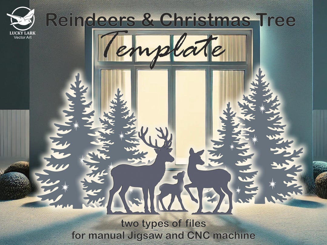 Christmas Tree and Reindeer Template / Outdoor Christmas Template ...