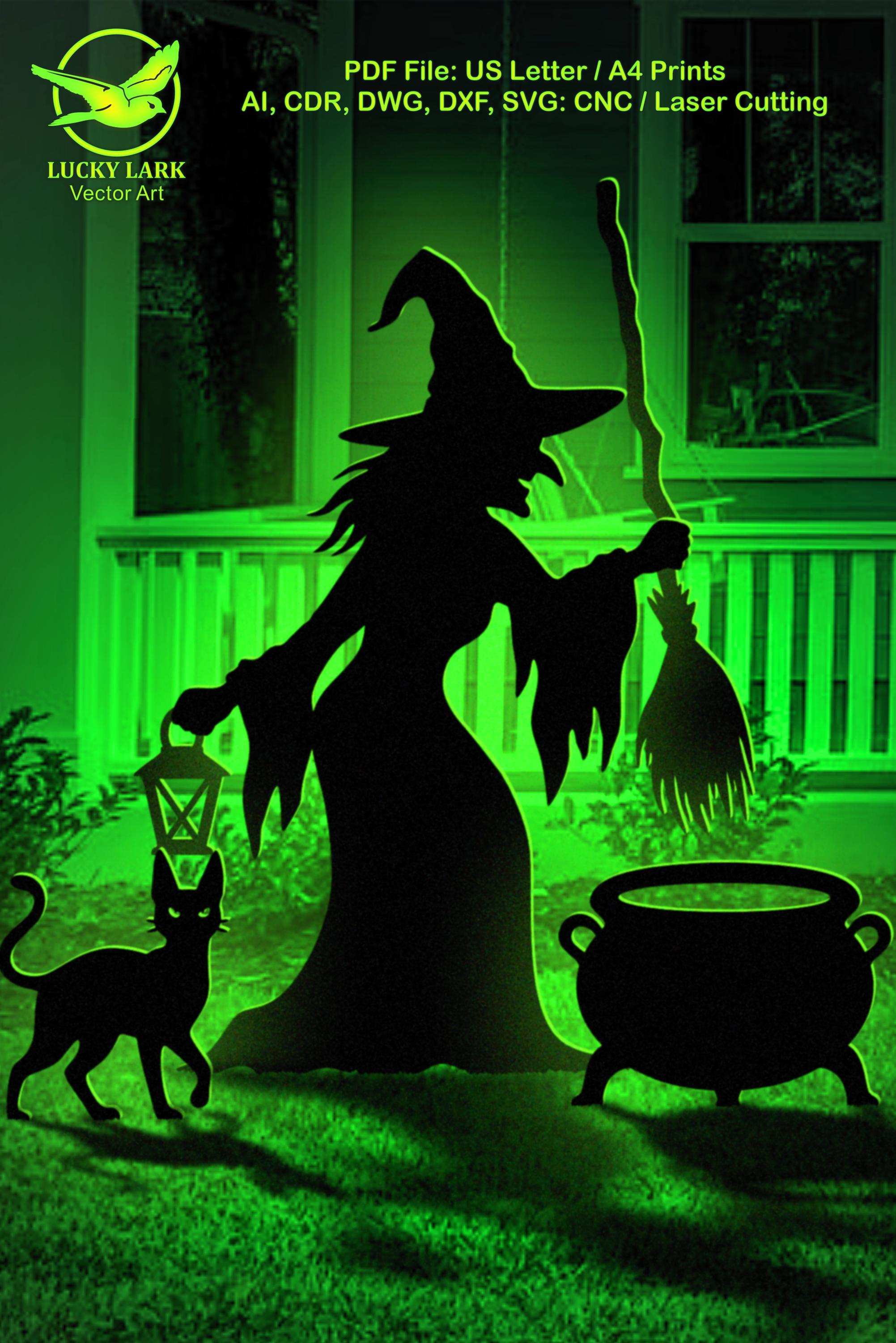 Witch Halloween Template Printable, Trace and Cut Halloween Silhouette ...