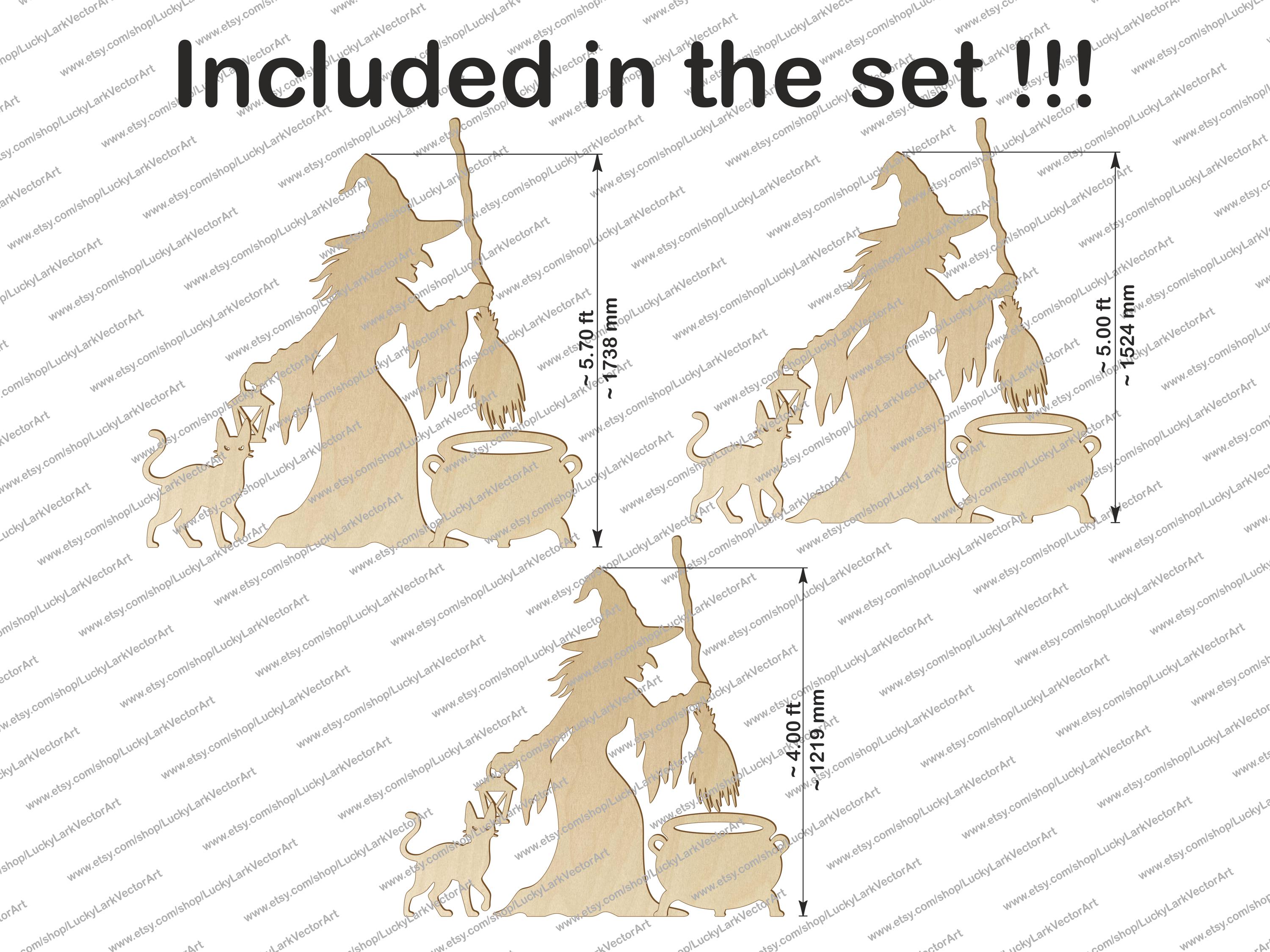 Witch Halloween Template Printable, Trace and Cut Halloween Silhouette ...