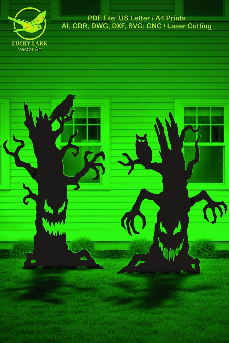 6ft, 7ft, 8ft Spooky Trees Halloween Template Printable, Trace and Cut ...