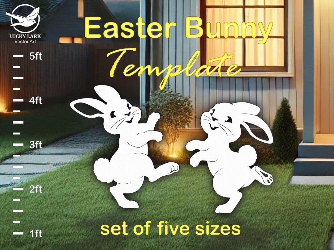 2 Easter Bunny Silhouette Template 2ft -5ft /outline and Cut Silhouette ...