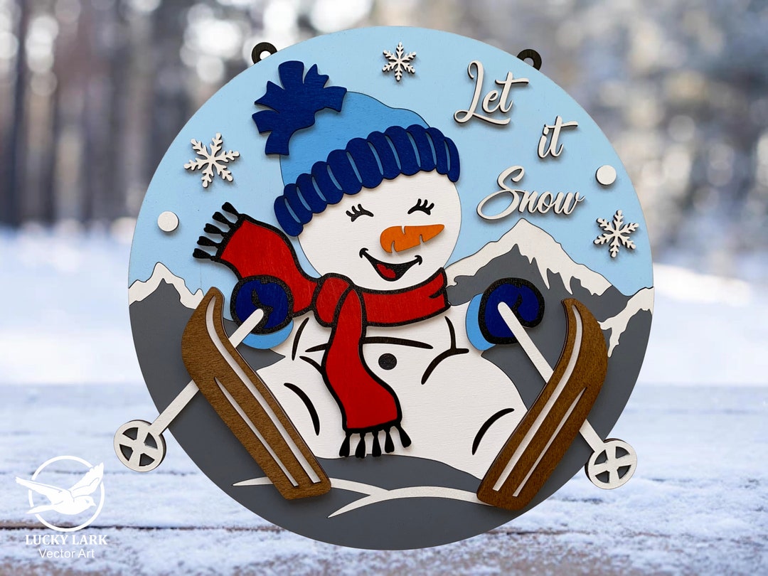 Snowman Svg, Snowman Door Sign Svg, Christmas Snowman Door Hanger, Let ...