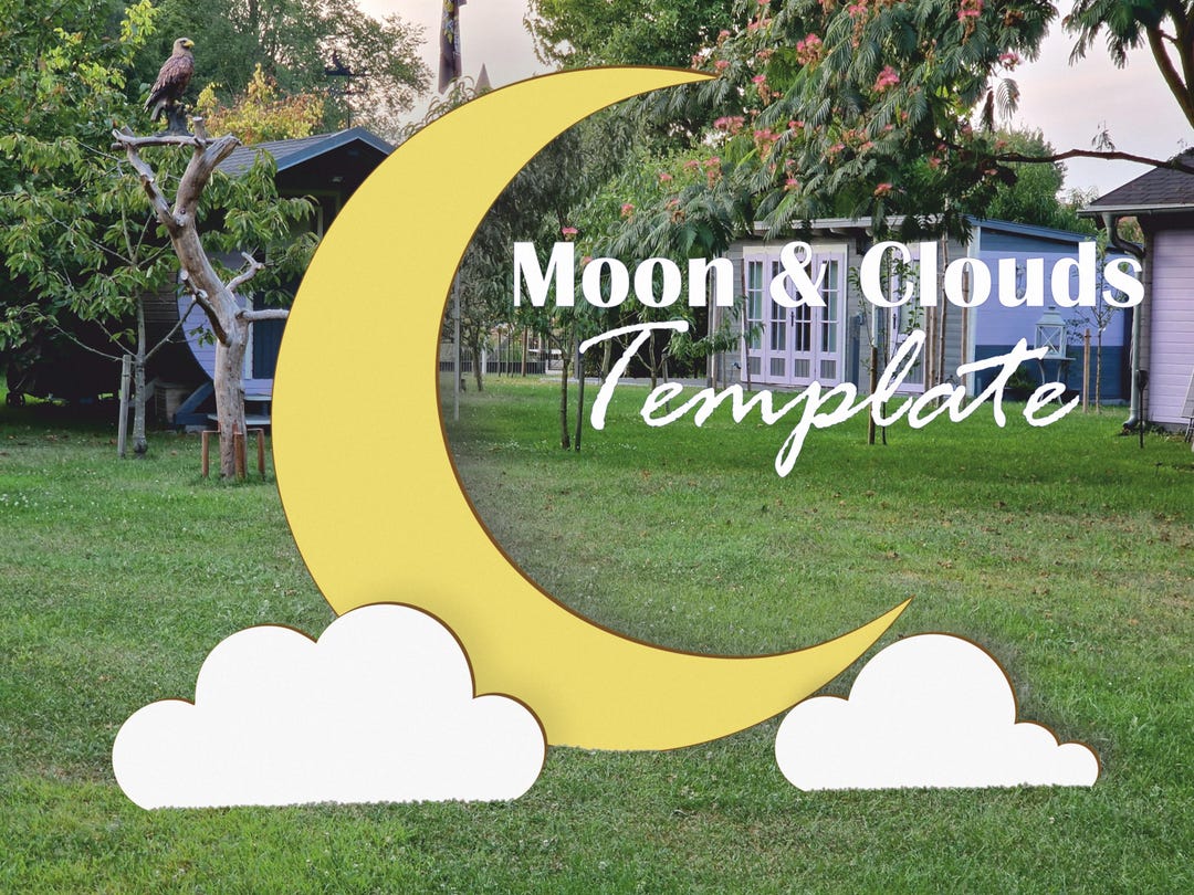 4ft, 5ft, 6ft, 7ft, 8ft the Moon and Clouds Template Backdrop ...