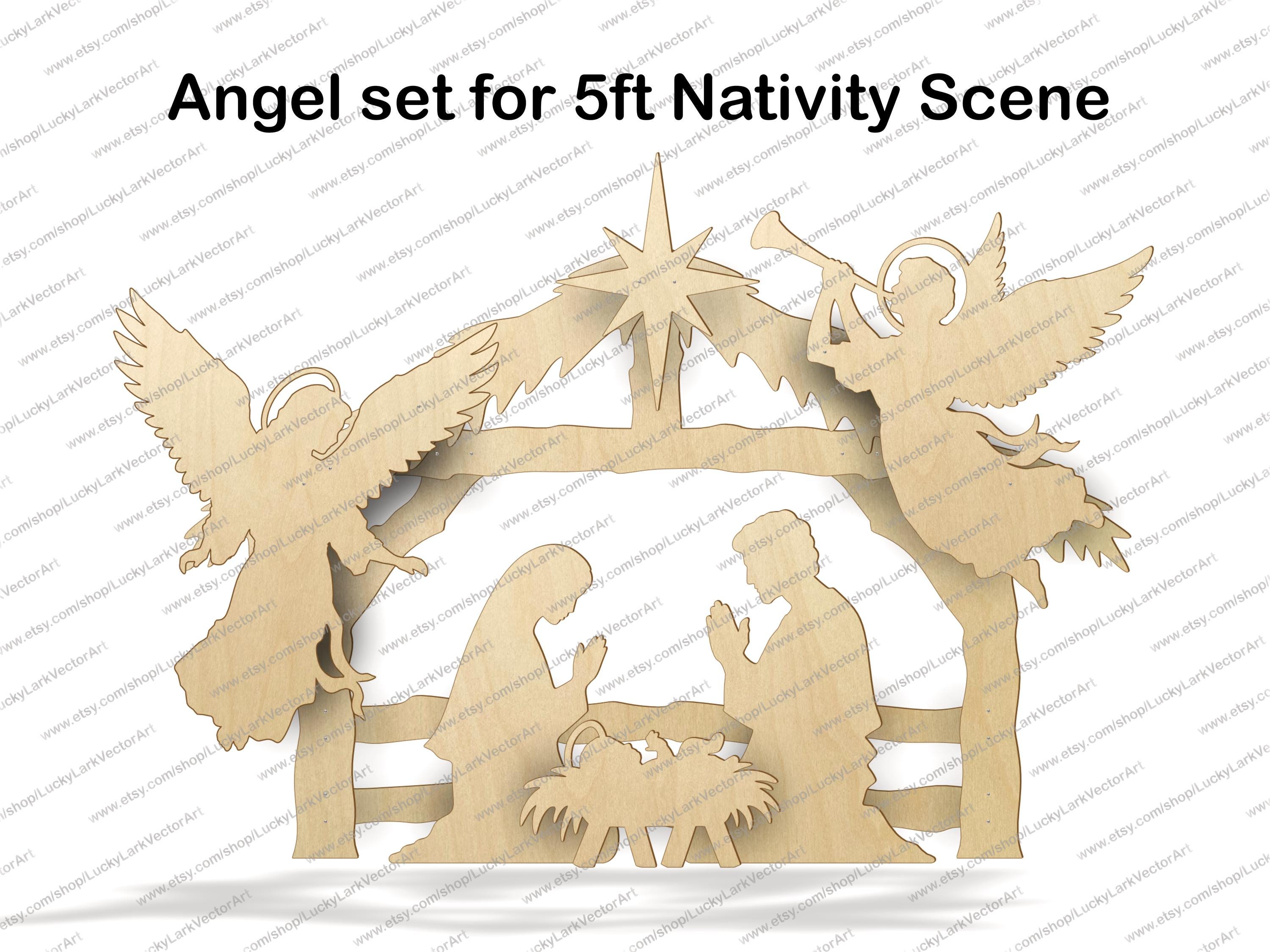 2 Angels Template for 5ft Nativity Scene, Printable Trace and Cut ...