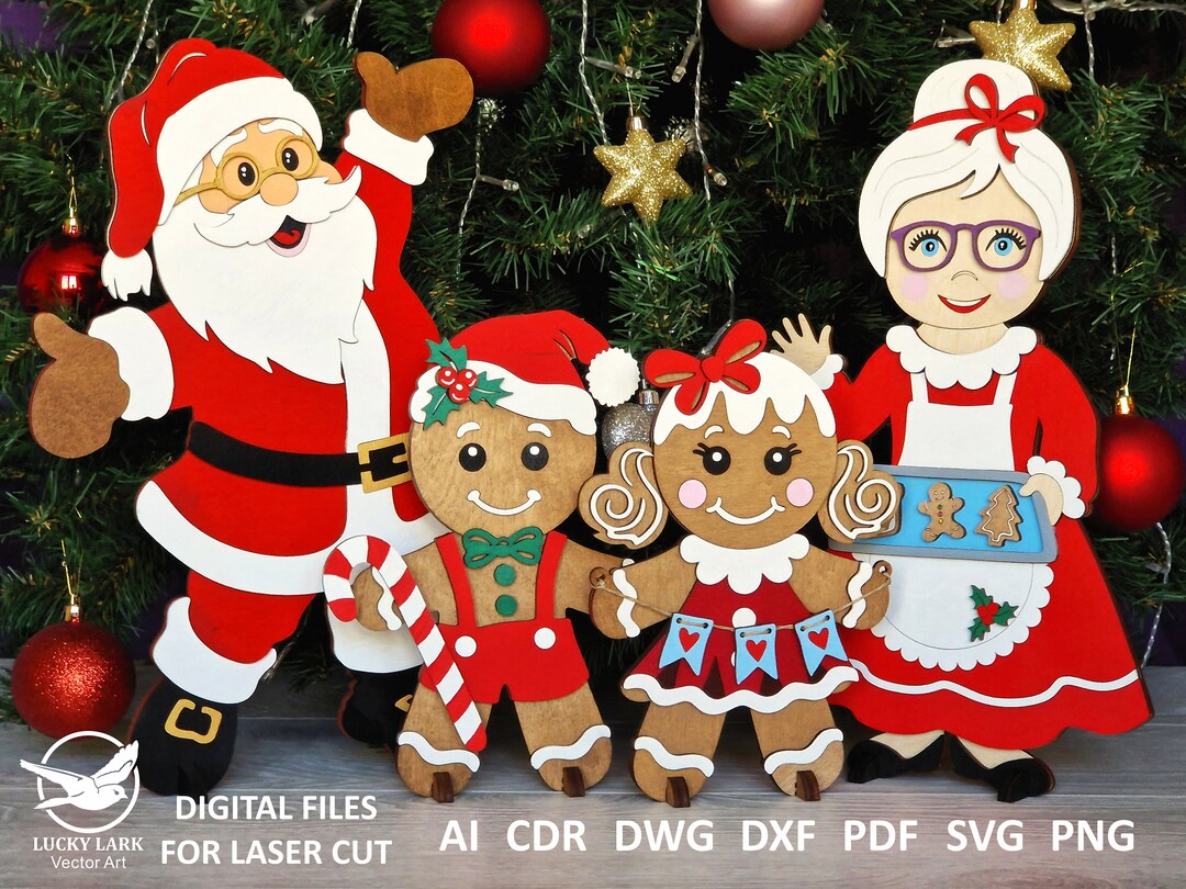 Christmas Laser Cut File | Santa Claus SVG File | Mrs. Claus SVG ...