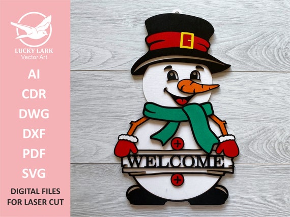Snowman Welcome Sign SVG Snowman Door Hanger SVG Christmas - Etsy Canada