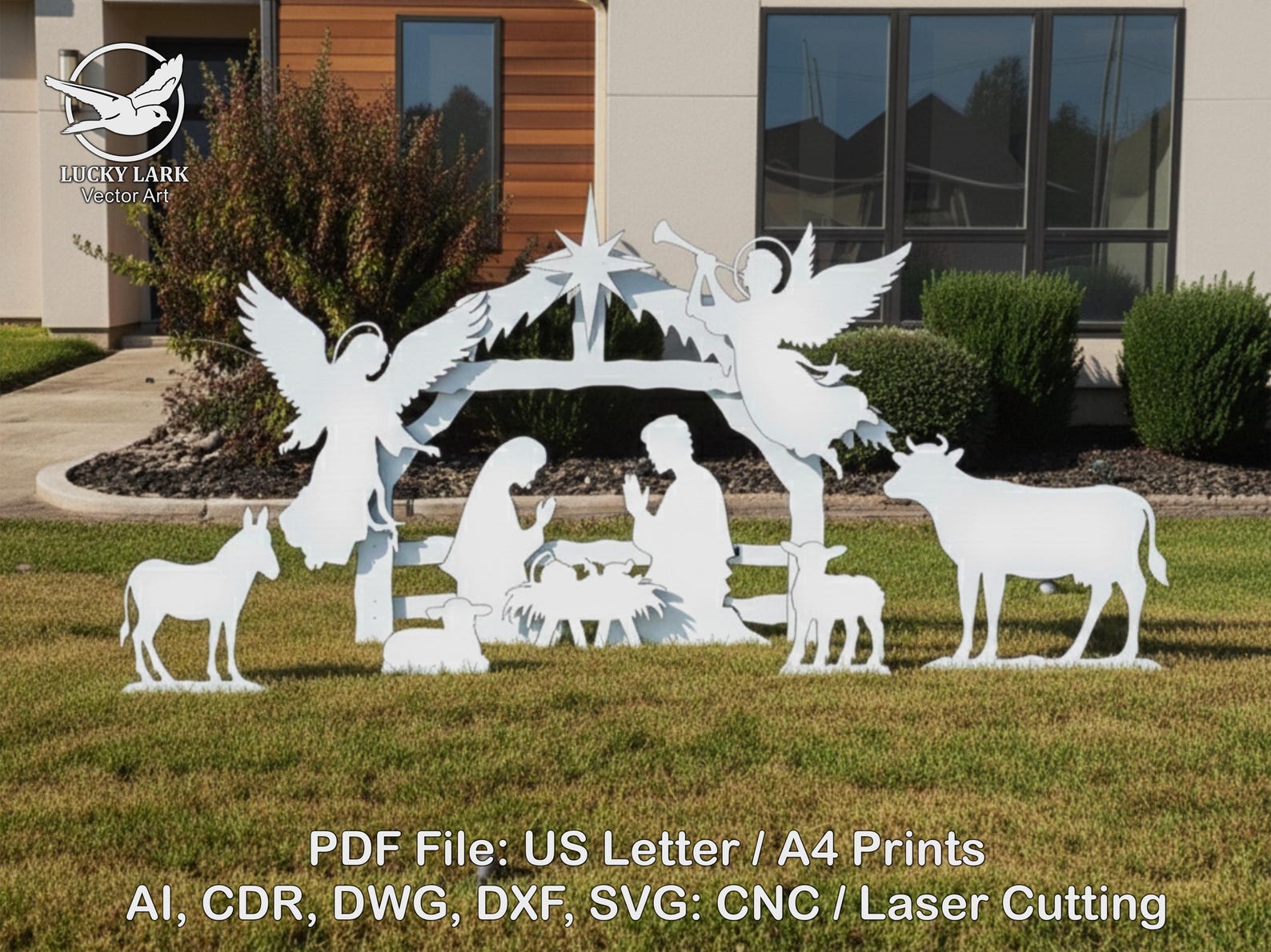 5ft Nativity Scene Life-size Angels & Animals, Printable Trace and Cut ...