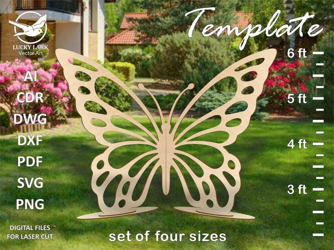 Butterfly Template Stencil 3ft to 6ft, Printable Trace & Cut Stencil ...