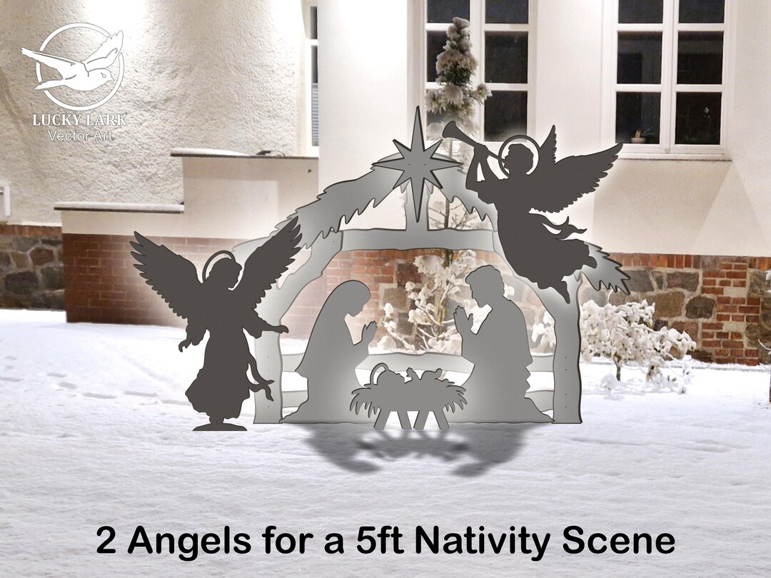 2 Angels Template for 5ft Nativity Scene, Printable Trace and Cut ...