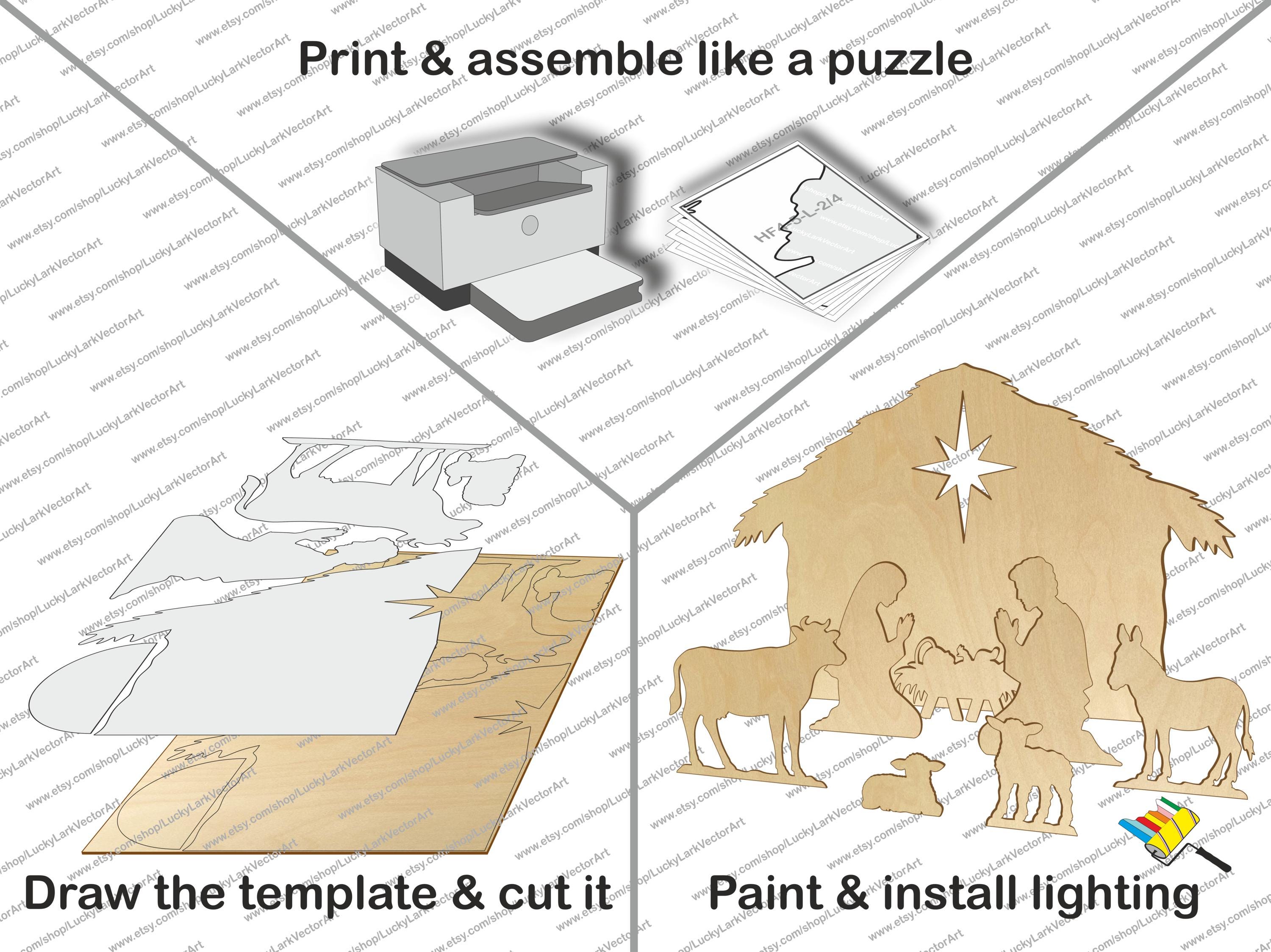 5.1ft Christmas Nativity Template Life-size, Printable Trace and Cut ...