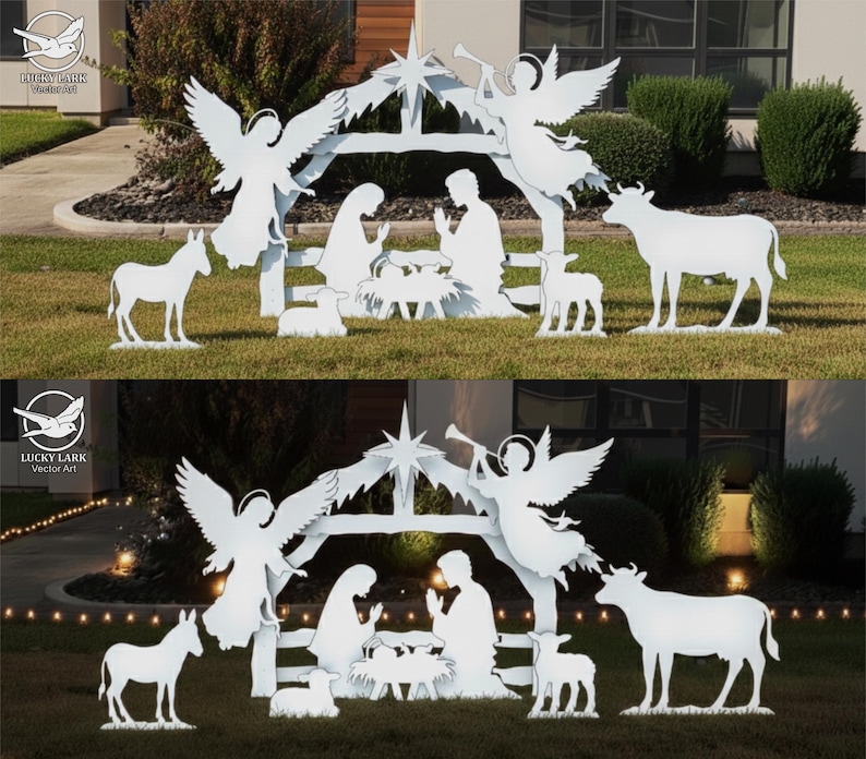 5ft Nativity Scene Life-size Angels & Animals, Printable Trace and Cut ...