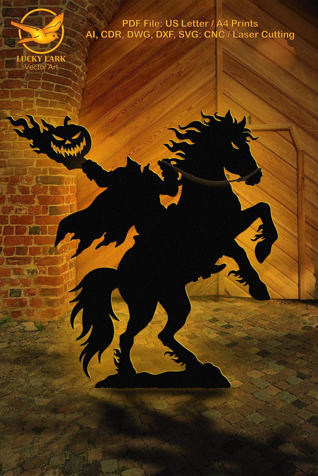 8ft Headless Horseman Halloween Template, Printable Trace and Cut ...