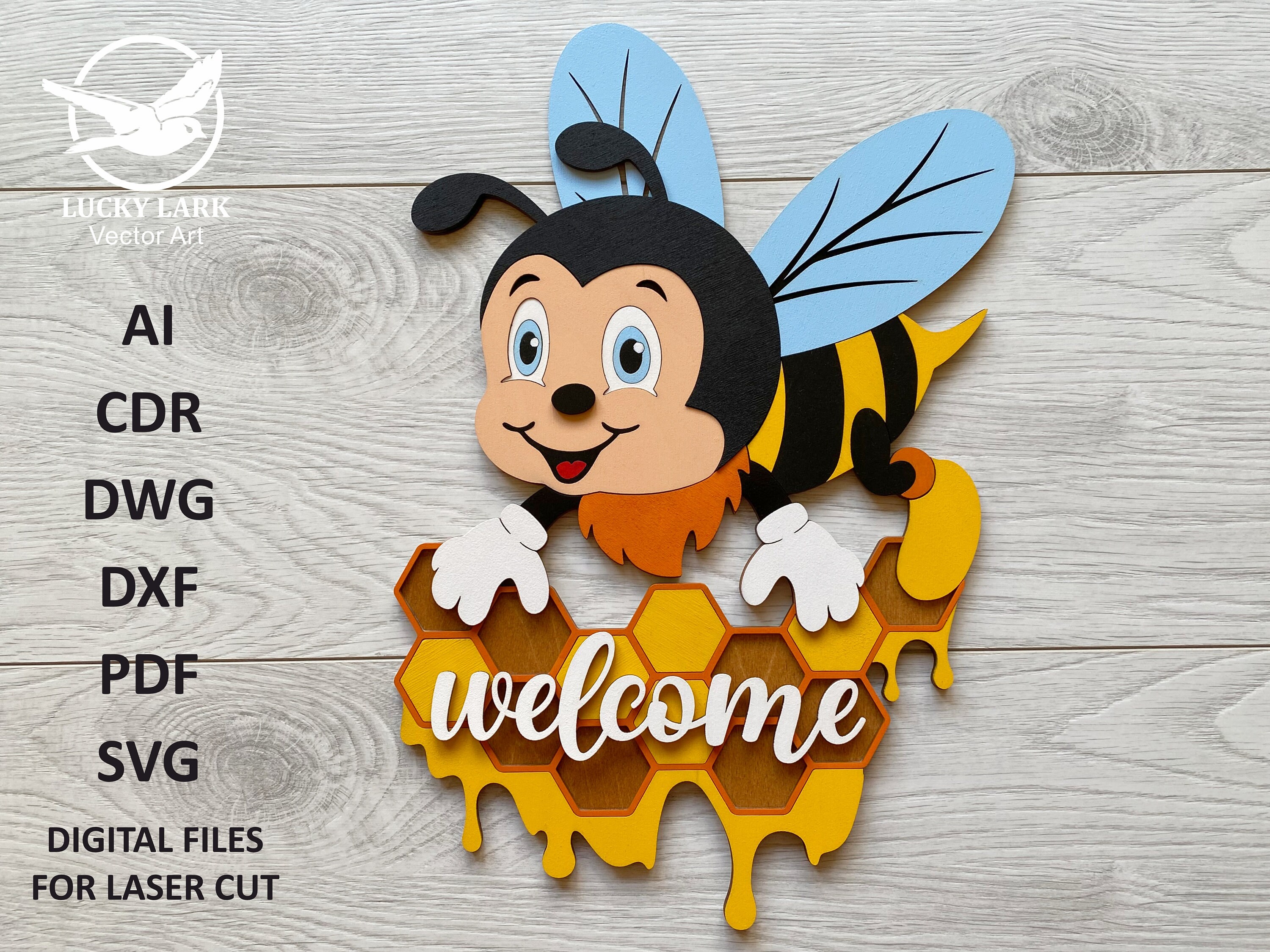 Bee Welcome Sign SVG Door Hanger SVG Summer Door Hanger - Etsy UK