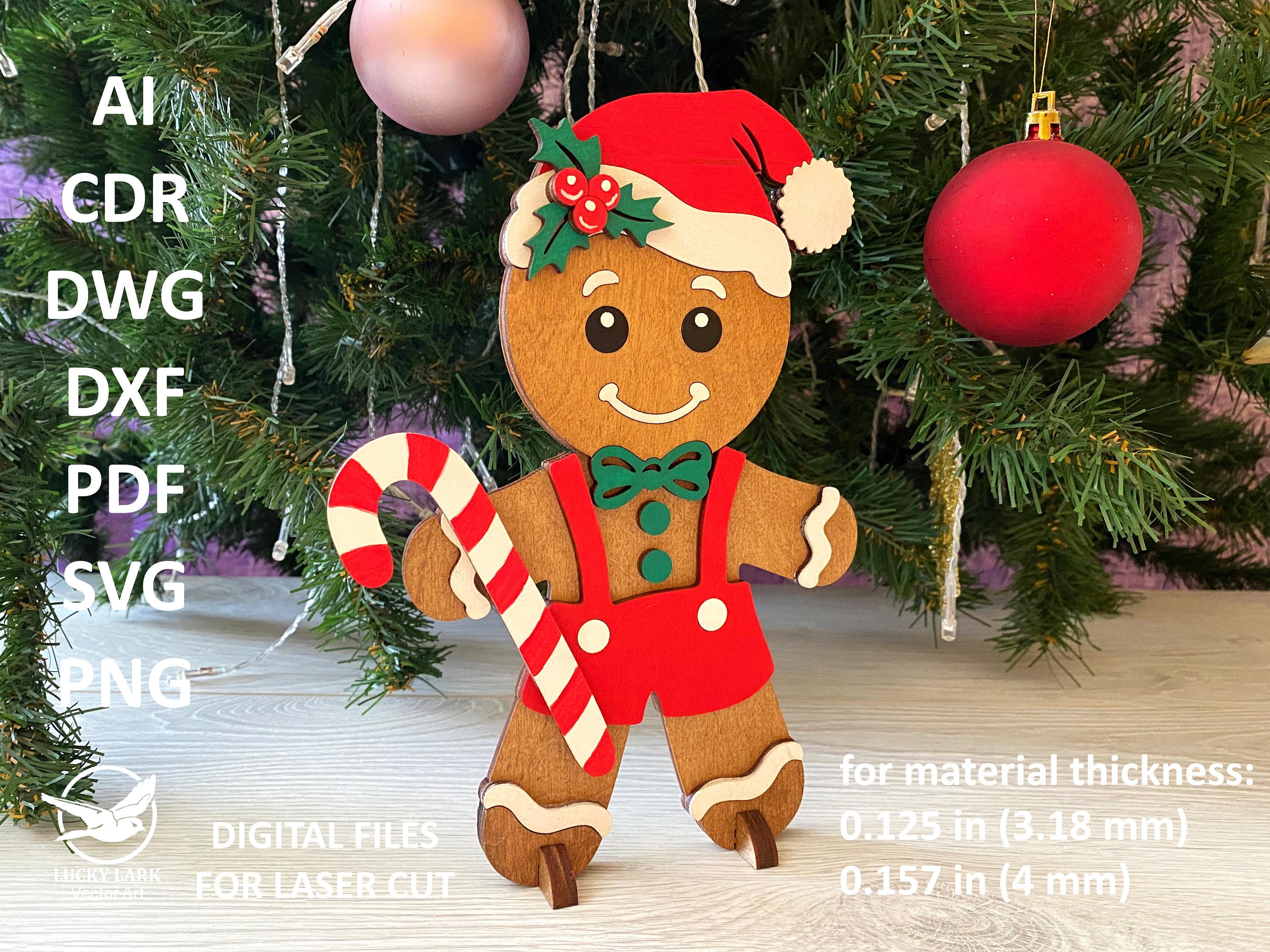 Christmas Gingerbread Boy Laser Cut File: Layered SVG Glowforge ...
