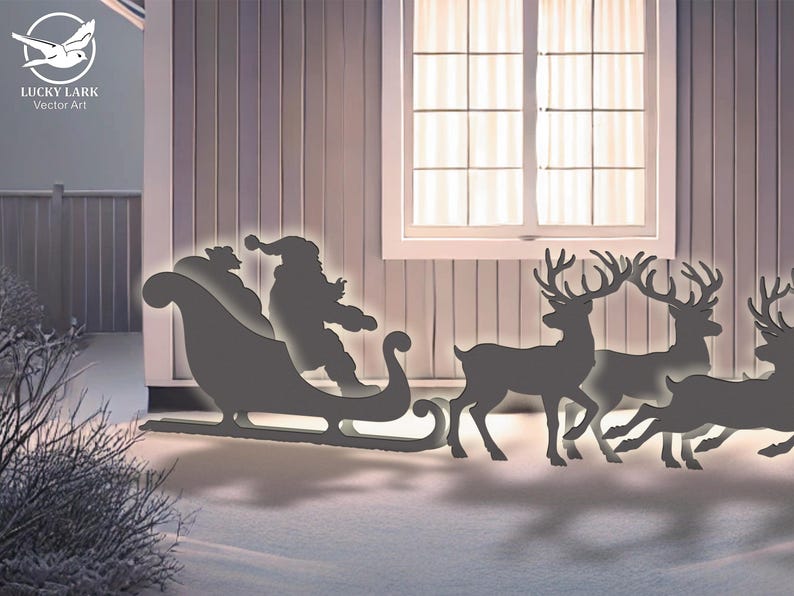 4ft Santa's Sleigh & Reindeer Templates, Printable Trace and Cut ...