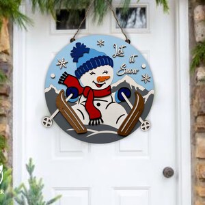 Snowman Svg, Snowman Door Sign Svg, Christmas Snowman Door Hanger, Let ...