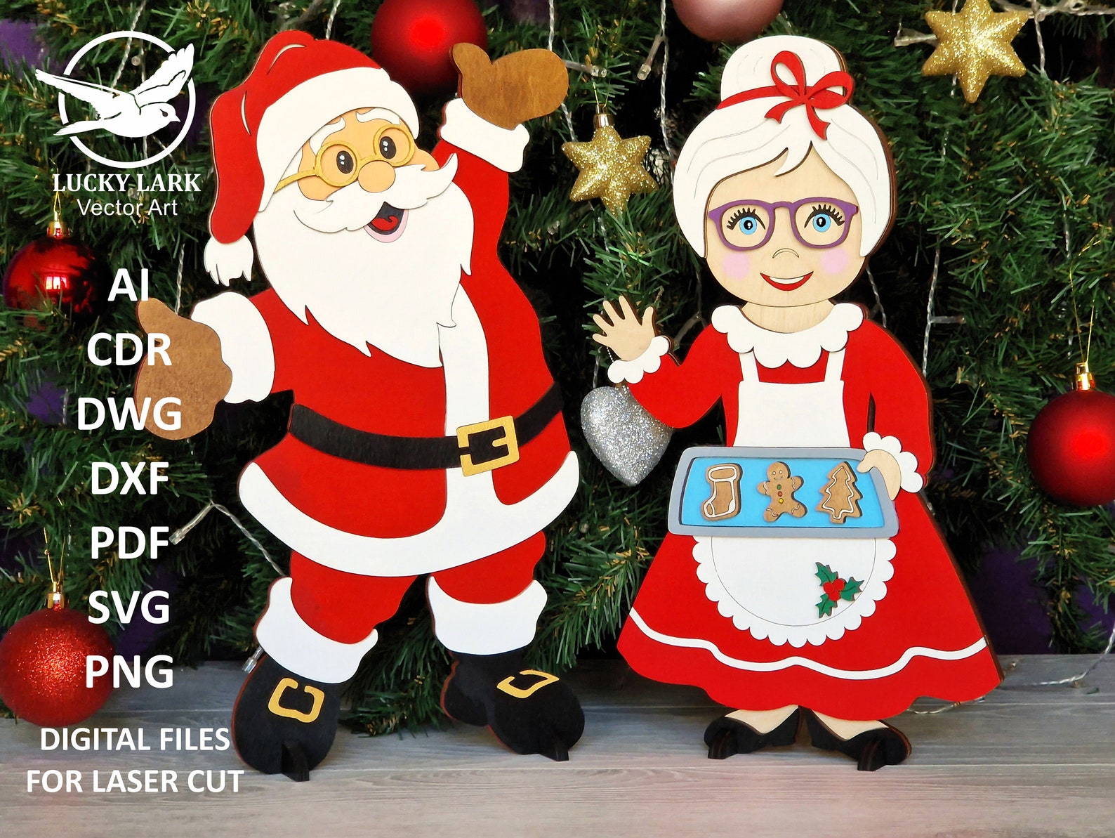 Santa & Mrs. Claus SVG Laser Cut File: Christmas Decor (digital ...
