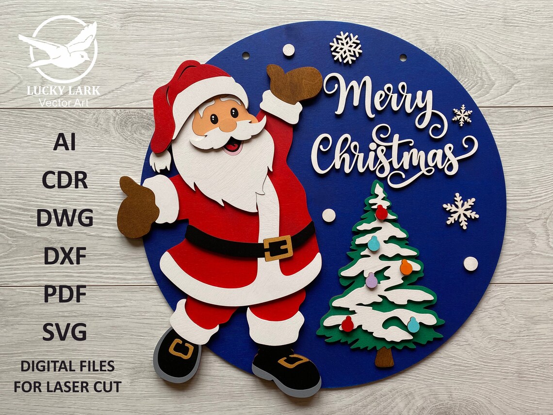 Christmas Door Hanger Svg Santa Door Hanger Svg Merry Etsy
