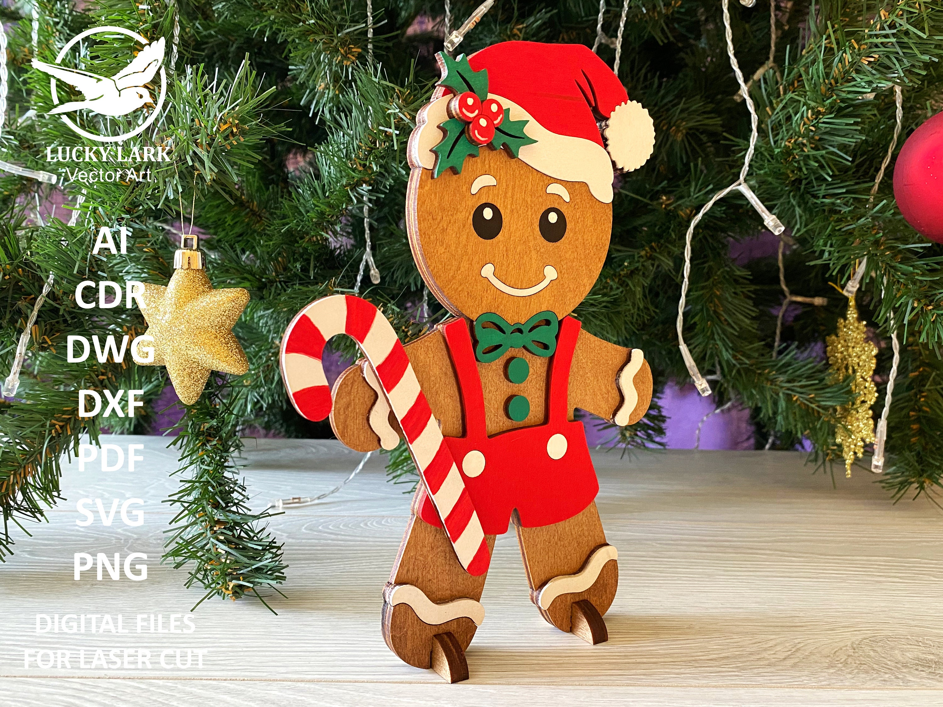 Christmas Gingerbread Boy Laser Cut File: Layered SVG Glowforge ...