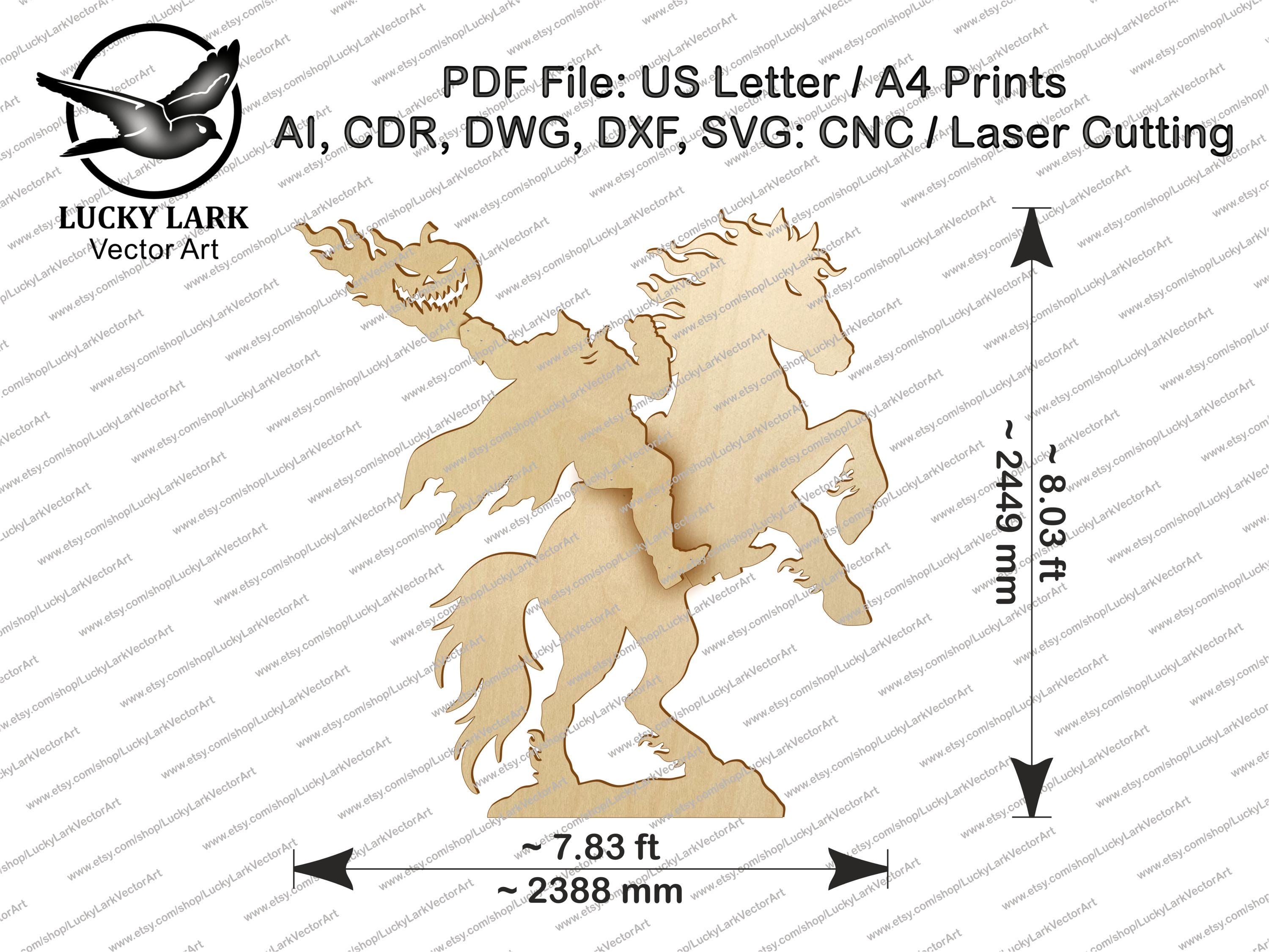 Headless Horseman Halloween Template Printable, 8ft Trace & Cut ...