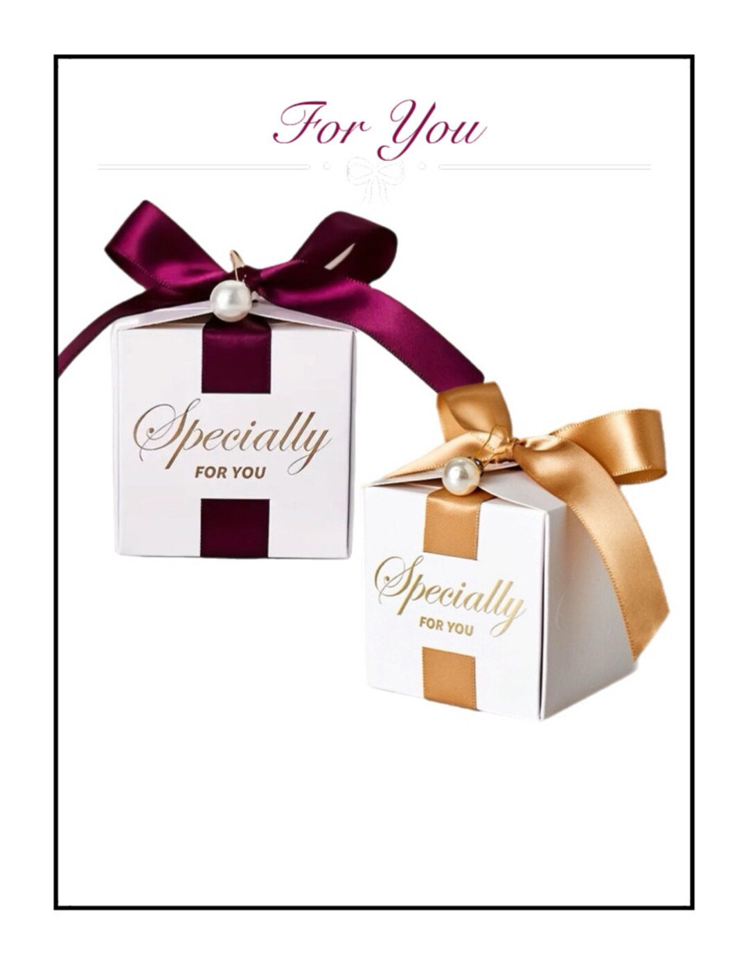 20 Pearl Candy Box Gift Favors Box Wedding Favors /ribbon Square Gift ...