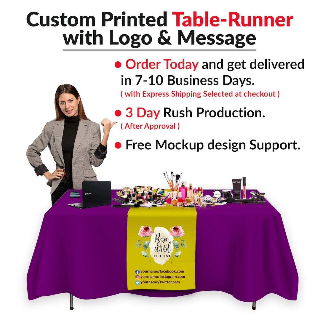 Custom Table Banner With Logo, Personalized Table Runner for Pop up ...