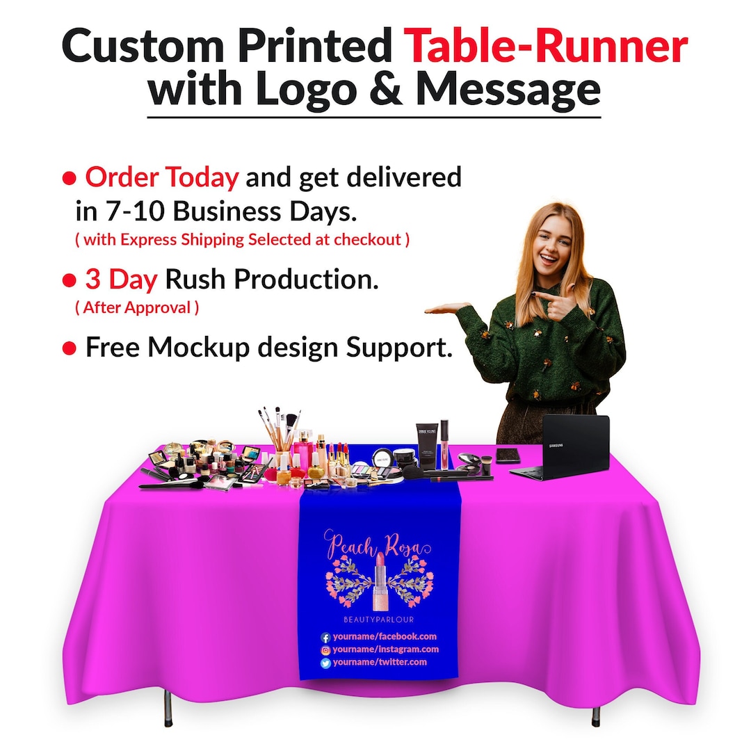 Custom Table Runner With Logo for Trade Show and Craft Show ...