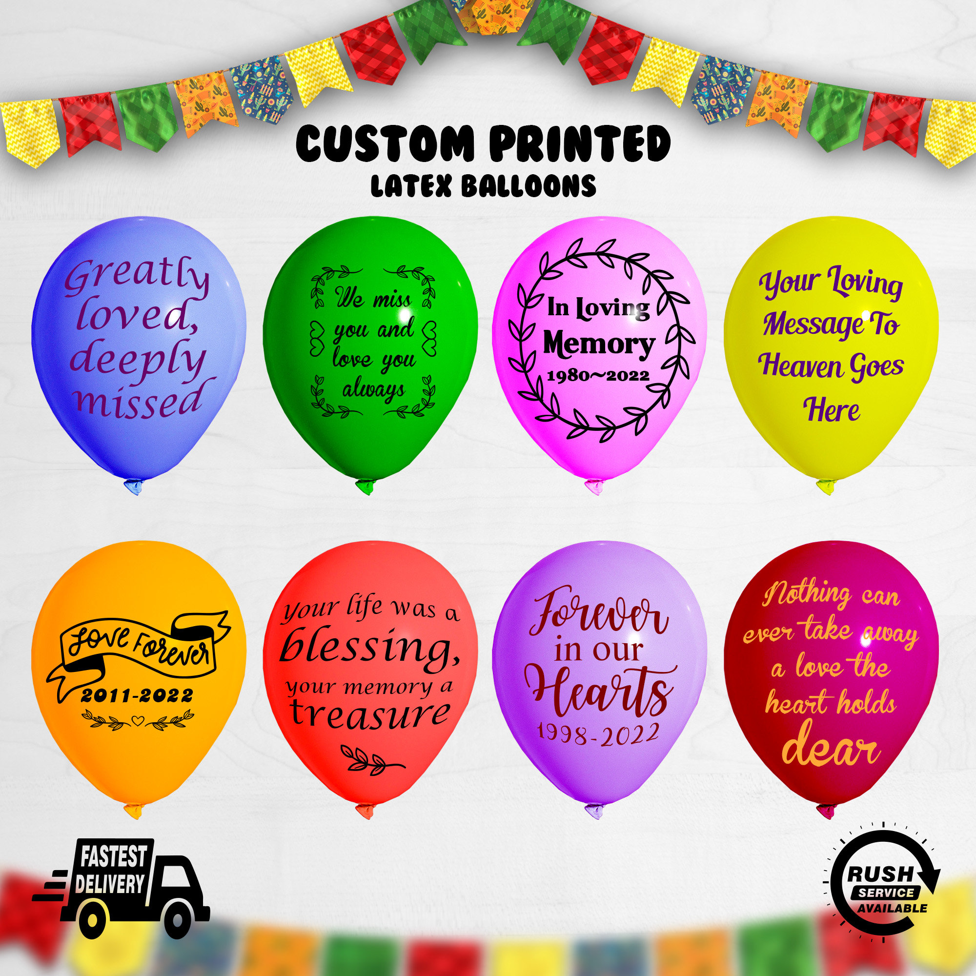 Custom Memorial Balloon With Name and Date, Personalize Funeral Balloon ...