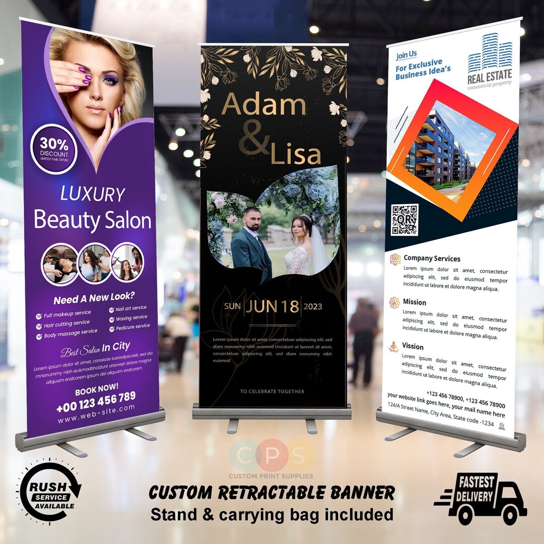 Custom Retractable Banner With Stand: Trade Show, Beauty Shop - Etsy