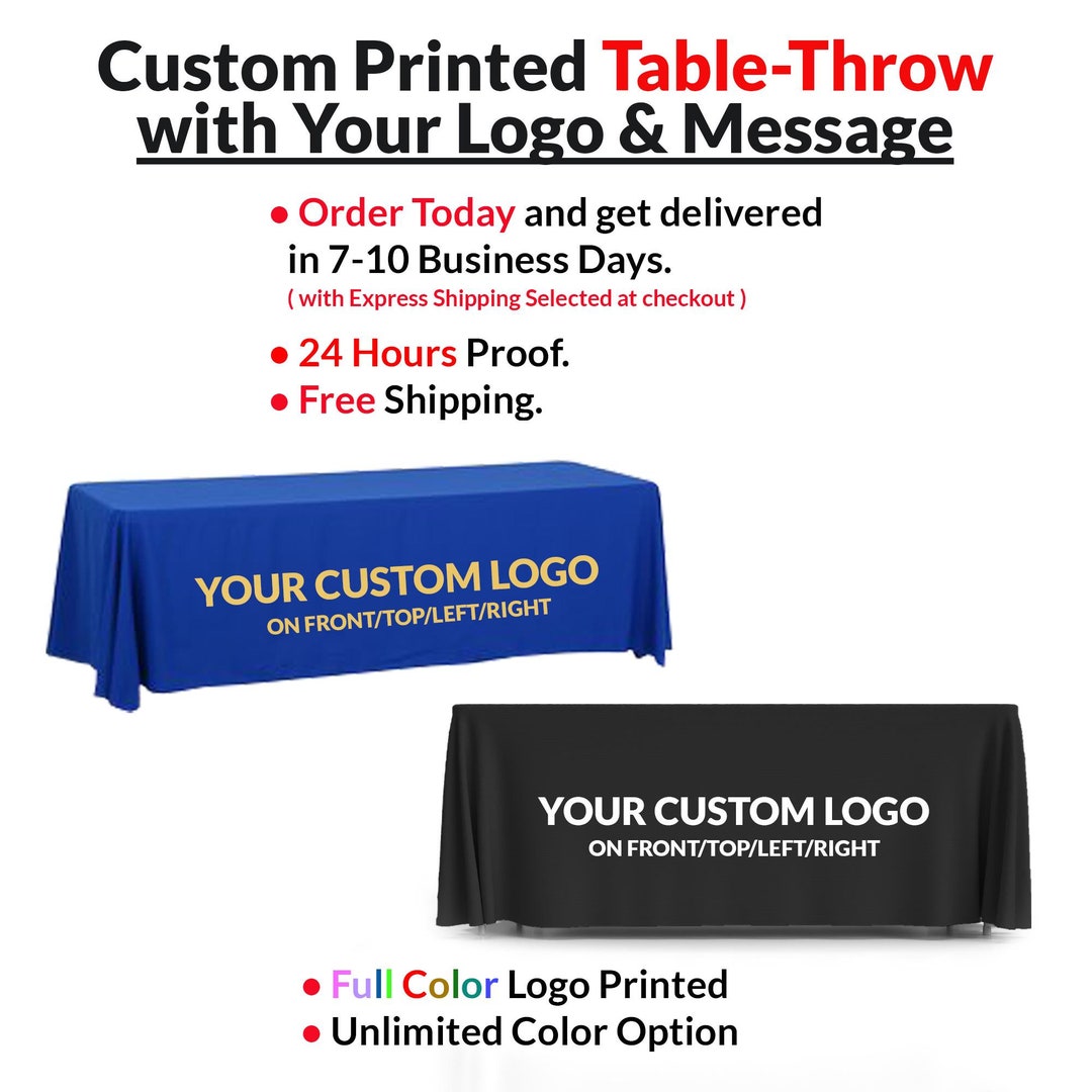 Custom Logo Tablecloth Personalized Table Throw With Your Logo for Tradeshow | Craft Shows | Pop ...
