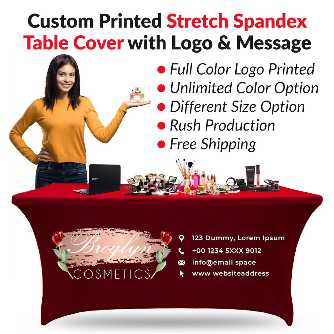 Custom Spandex Table Cover With Your Own Logo and Brand Name ...