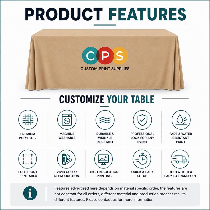 Custom Logo Table Cover, Personalized Tablecloth Trade Show Vendor ...