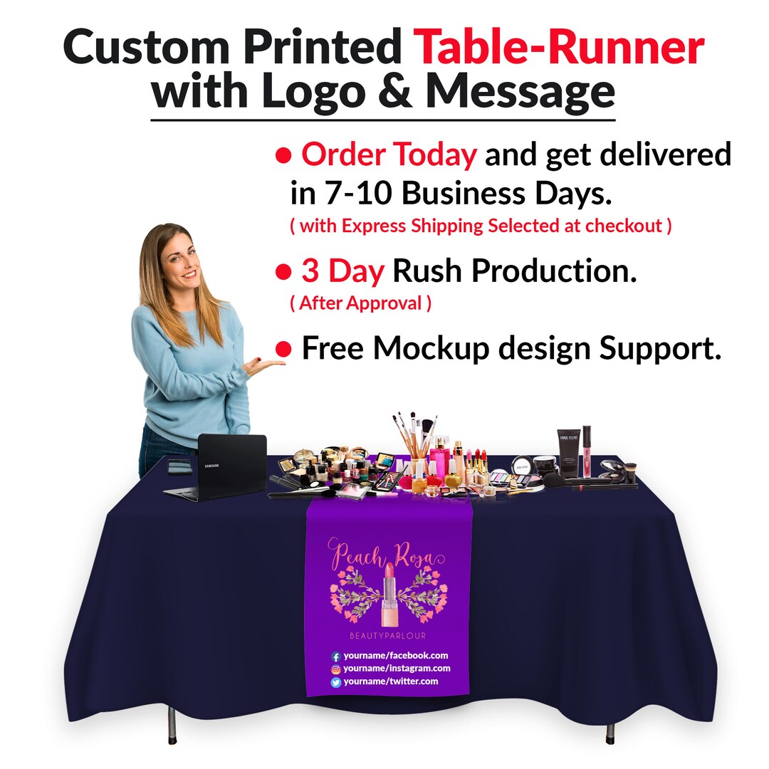 Custom Logo Table Runner for Businesses, Trade Shows, Markets & Pop-ups ...