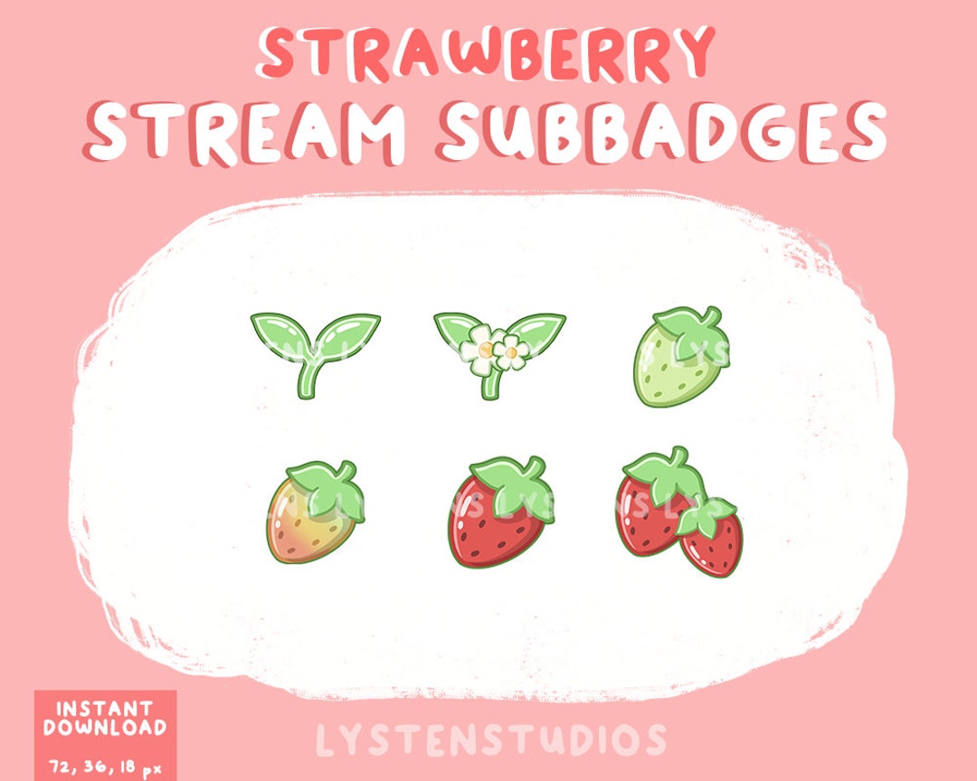 Strawberry Stream Subbadges / Strawberries / Aesthetic / Kawaii ...
