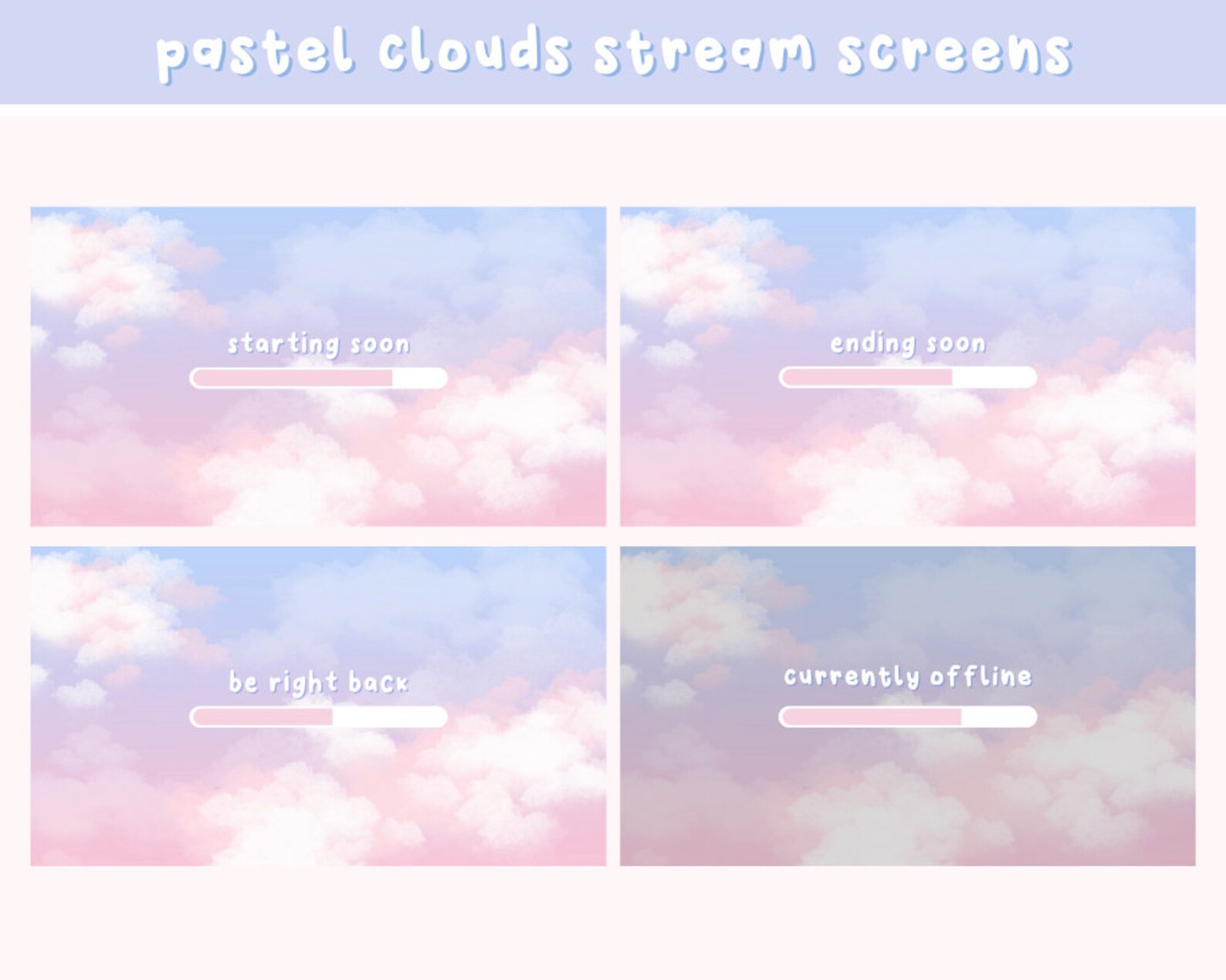 Pastel Clouds Stream Overlay Screens / Starting Soon / Be Right Back ...
