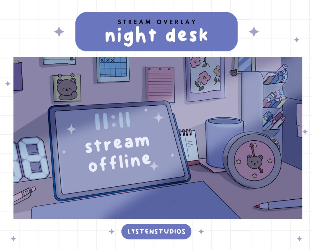 Night Lofi Desk Overlay Screens / Starting Soon / Be Right Back ...