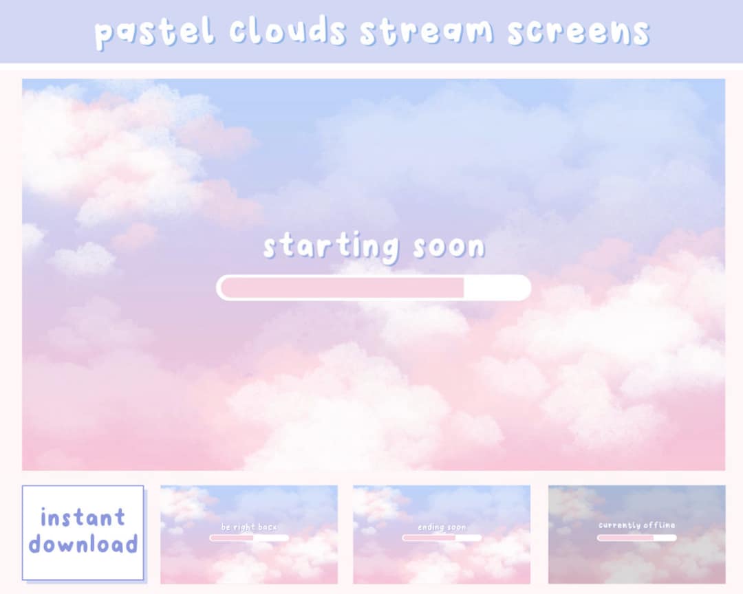 Pastel Clouds Stream Overlay Screens / Starting Soon / Be Right Back ...
