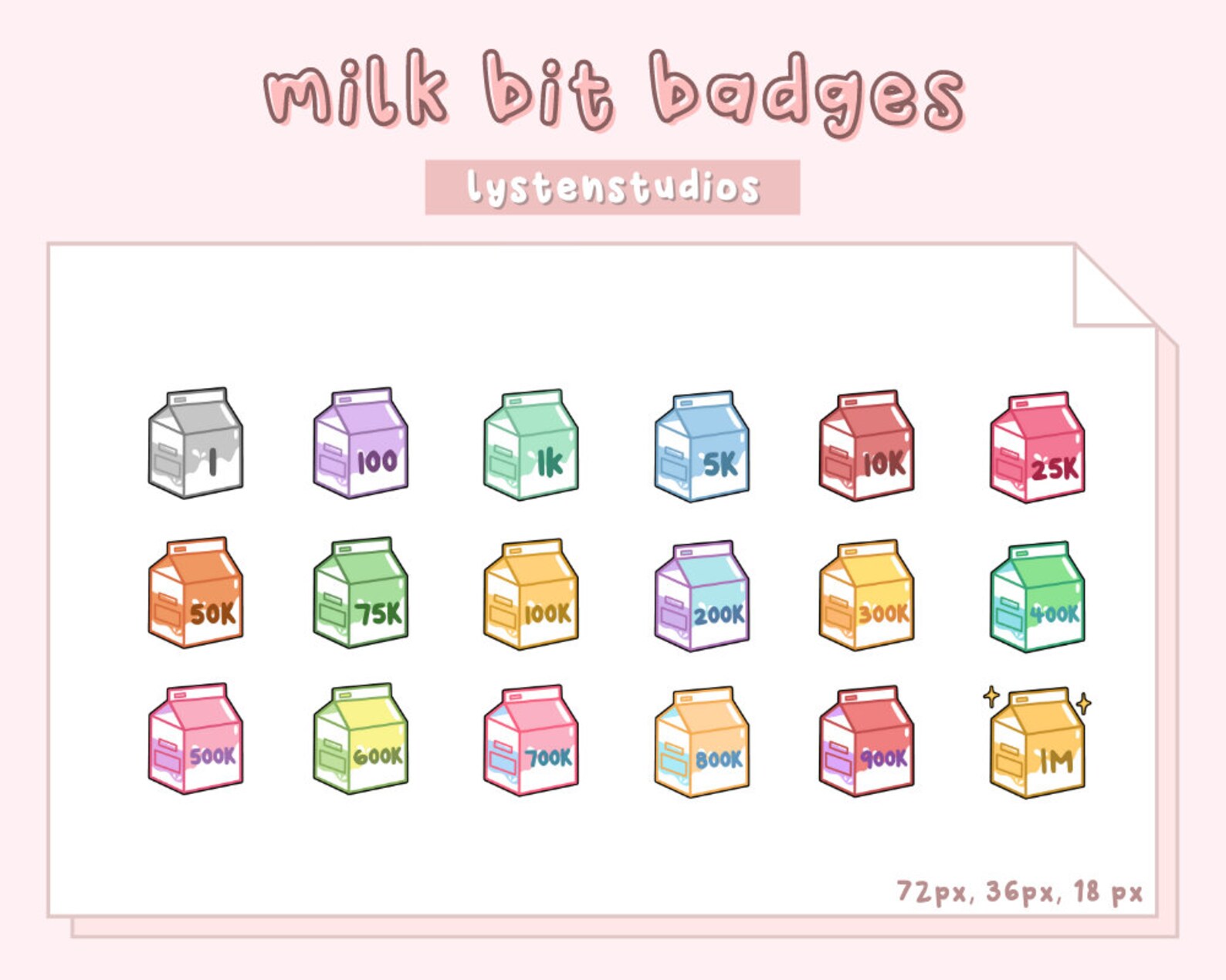 Pastel Milk Bit Badges / Aesthetic / Kawaii / Streamer / Cute / PREMADE ...