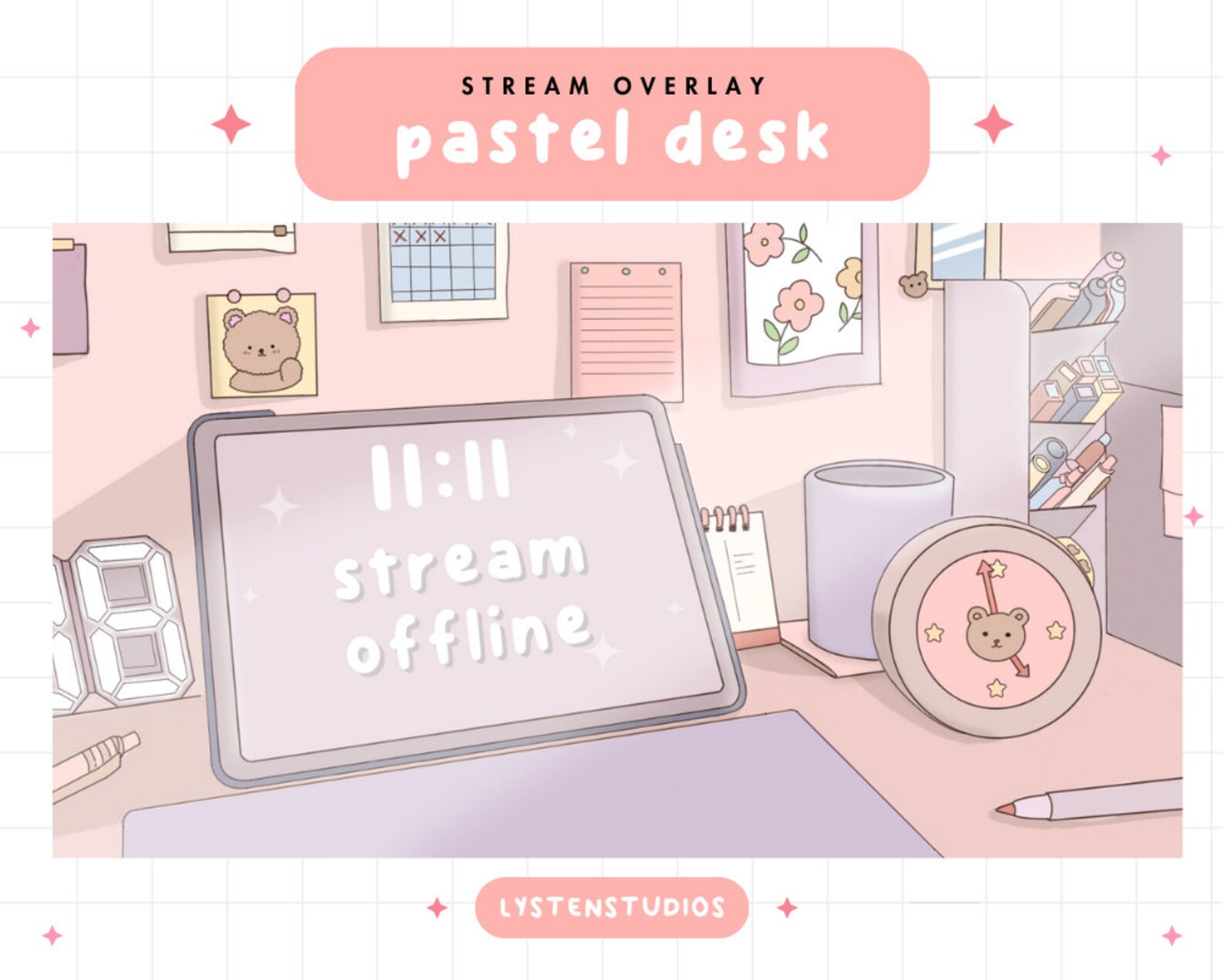 Pastel Desk Overlay Screens / Starting Soon / Be Right Back / Stream ...