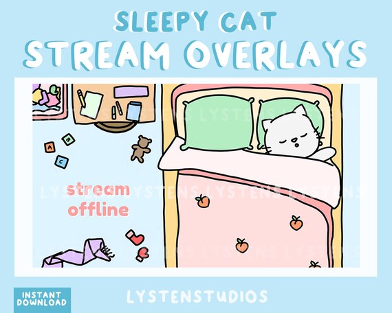 Starting Soon Kitten in Bed Stream Overlay Screens Be Right Back Stream ...