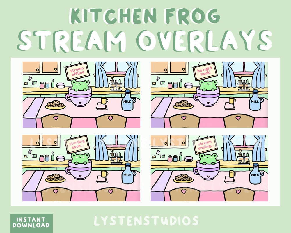 Frog in Kitchen Stream Overlay Screens / Starting Soon / Be Right Back ...